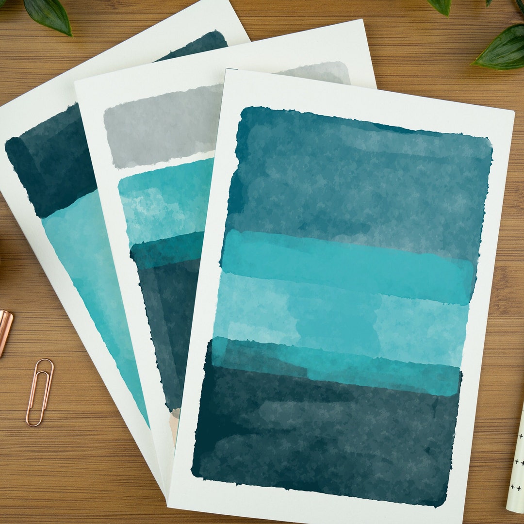 Colour Block Art Card Pack for Her, Modern Art Print Set for Him ...