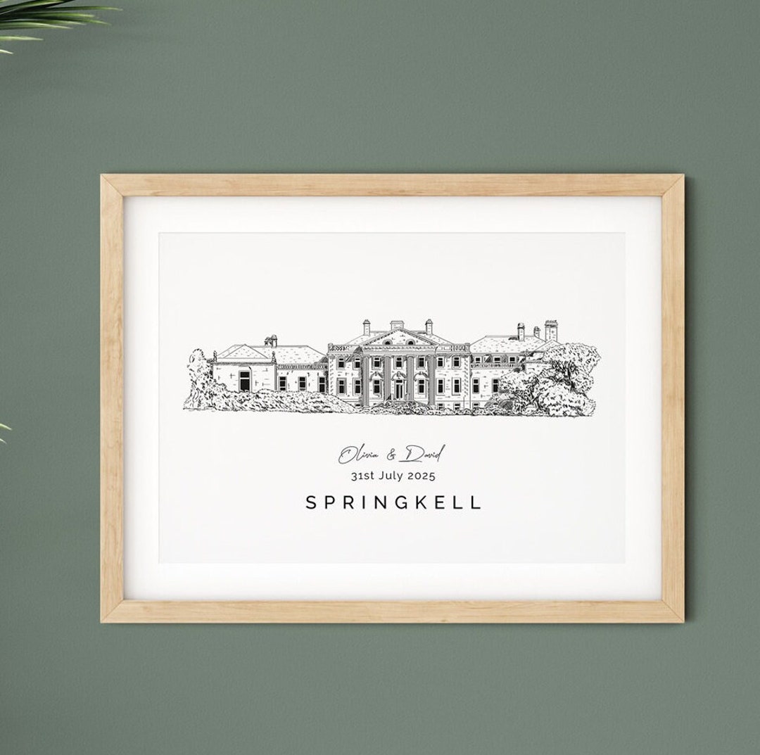 Springkell, Scottish Wedding Venue Illustration, Wedding Gift, 1st ...