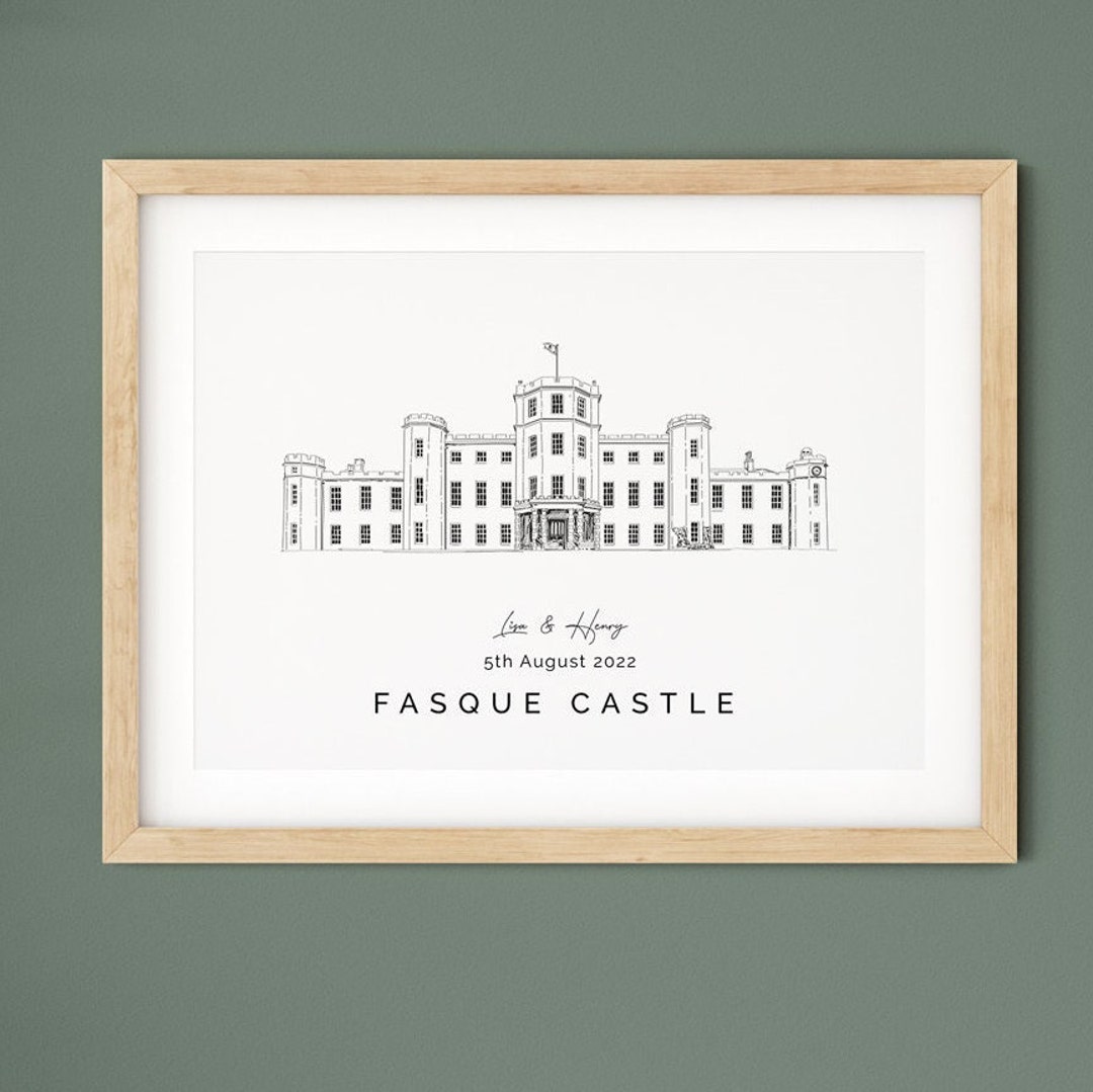 Fasque Castle, Wedding Gift, Venue Illustration Print, Anniversary Gift ...