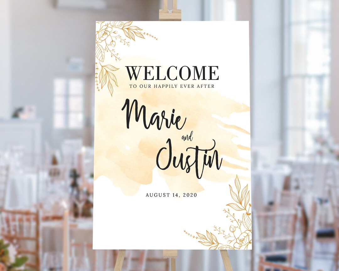 Sunny Wedding Welcome Sign Portrait Fully Editable - Etsy