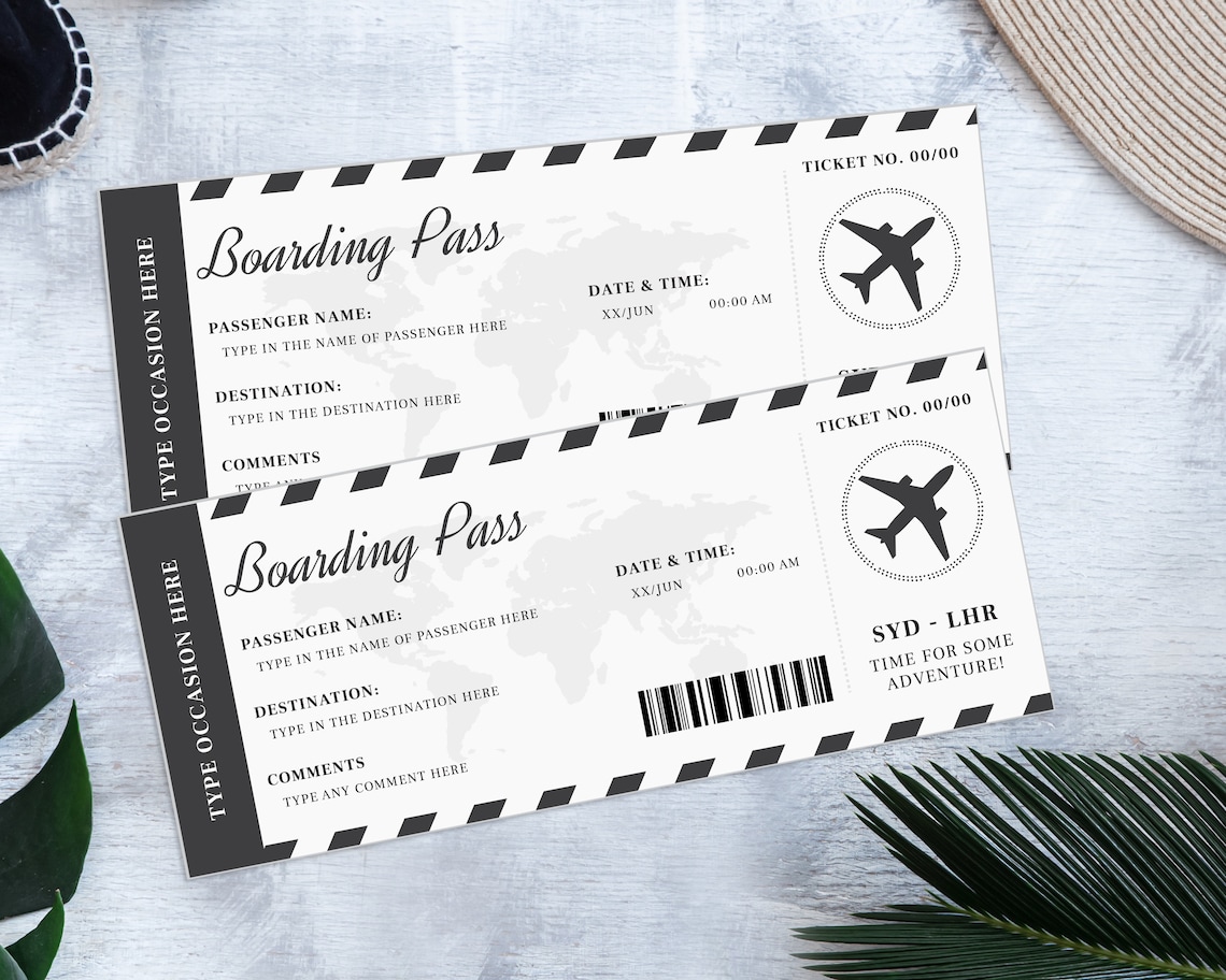 Editable Boarding Ticket Template Surprise Airline Gift | Etsy Canada