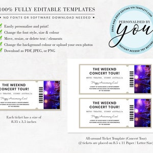 Editable Concert Ticket Template, Surprise Getaway Gift, Invitation Gift, Surprise Ticket ...