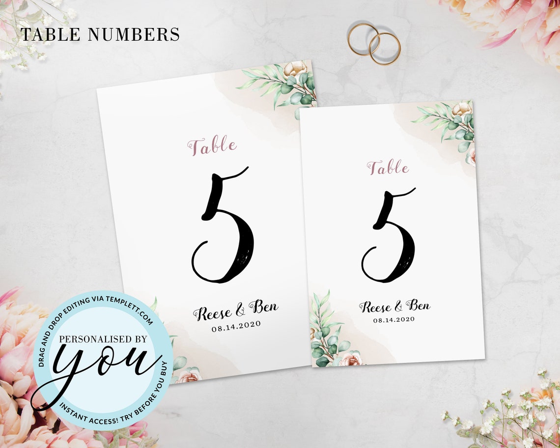 Fresh Wedding Table Numbers Template Printable Wedding Table | Etsy