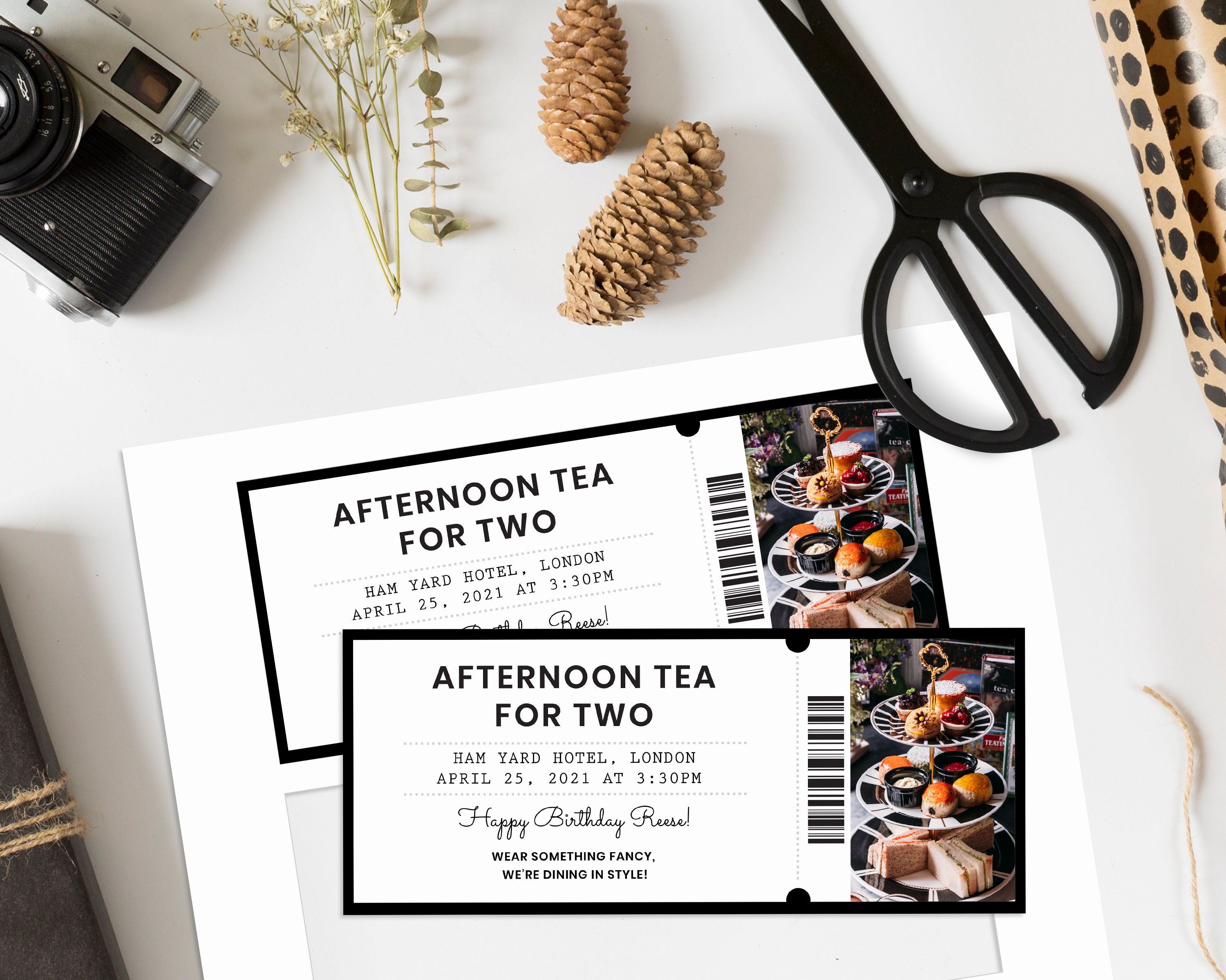 Afternoon Tea Ticket Personalized Voucher Ticket Invitation | Etsy