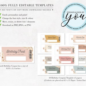 Editable Birthday Voucher Template Bundle, Surprise Birthday Gift, Boho ...