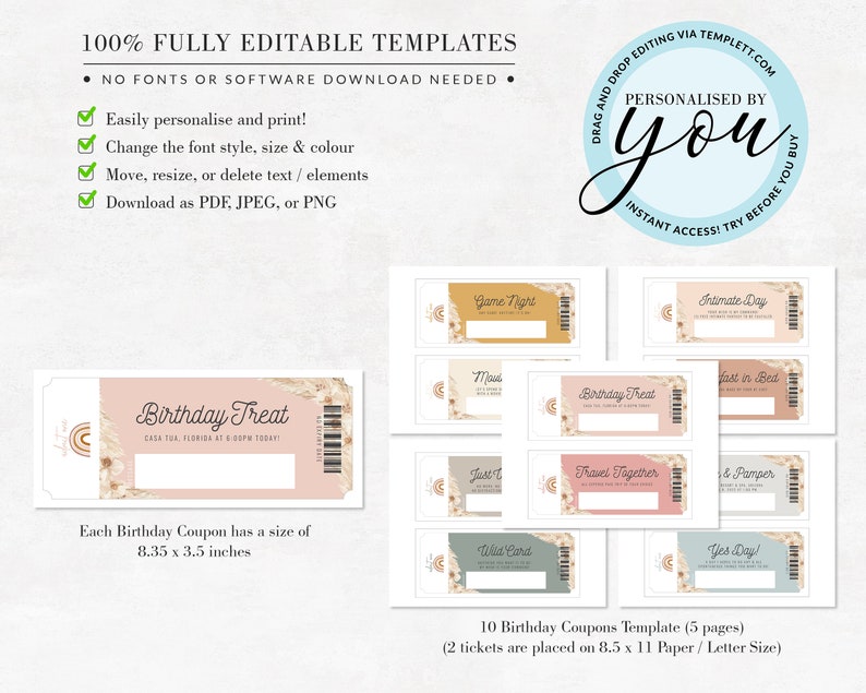 Editable Birthday Voucher Template Bundle Surprise Birthday - Etsy ...