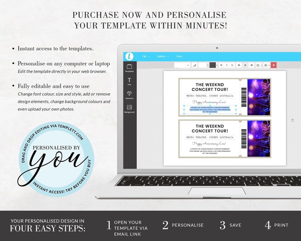Editable Concert Ticket Template Surprise Getaway Gift - Etsy Canada