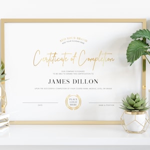 Editable Certificate of Completion Template, Training Certificate ...