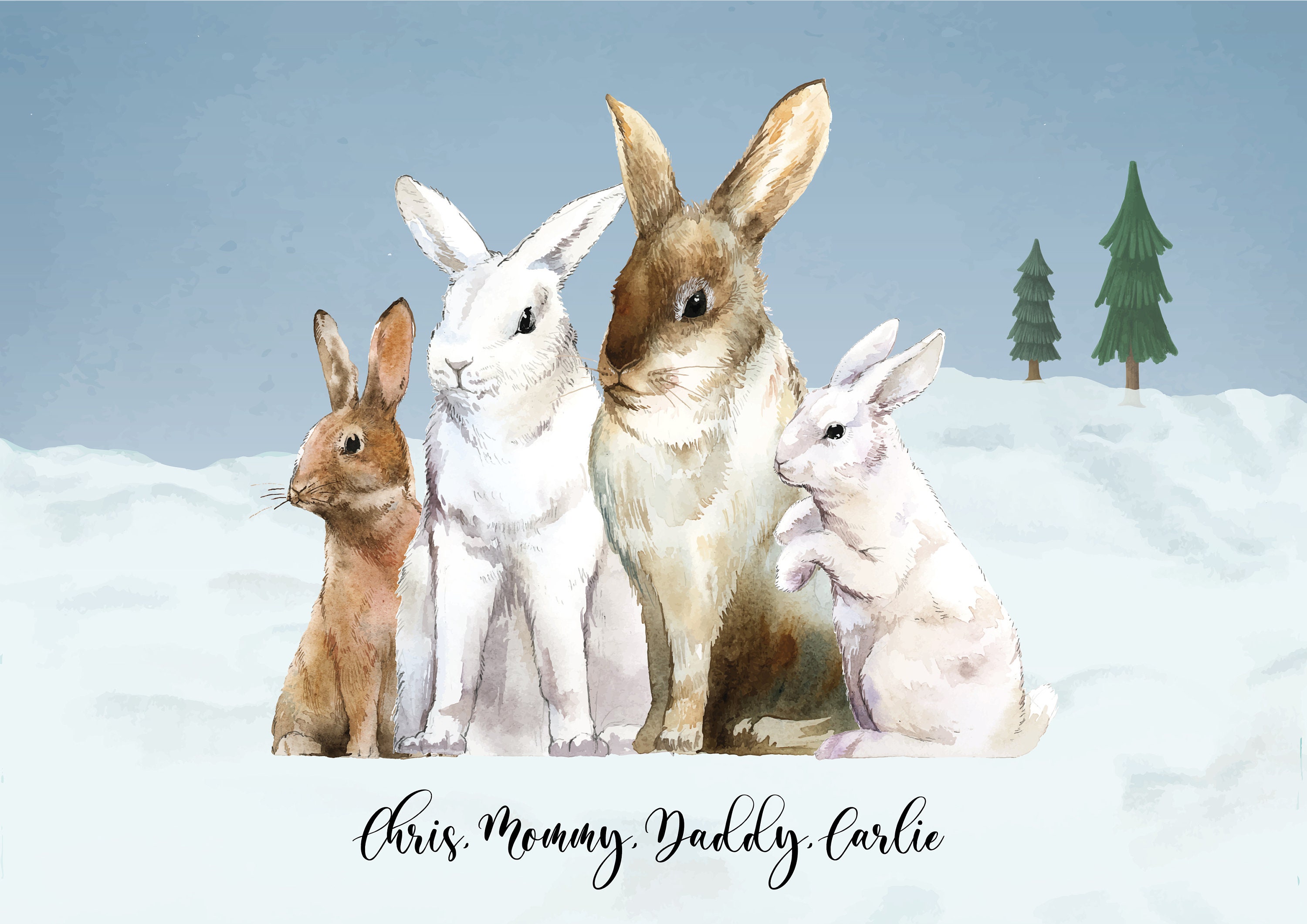 Illustrated Rabbit Family Portrait Editable & Printable Wall | Etsy