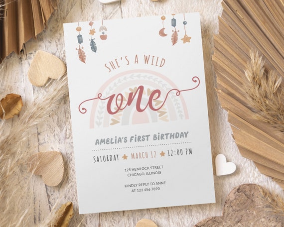 Boho Theme Party Boho Birthday Invite Baby Shower Invite - Etsy