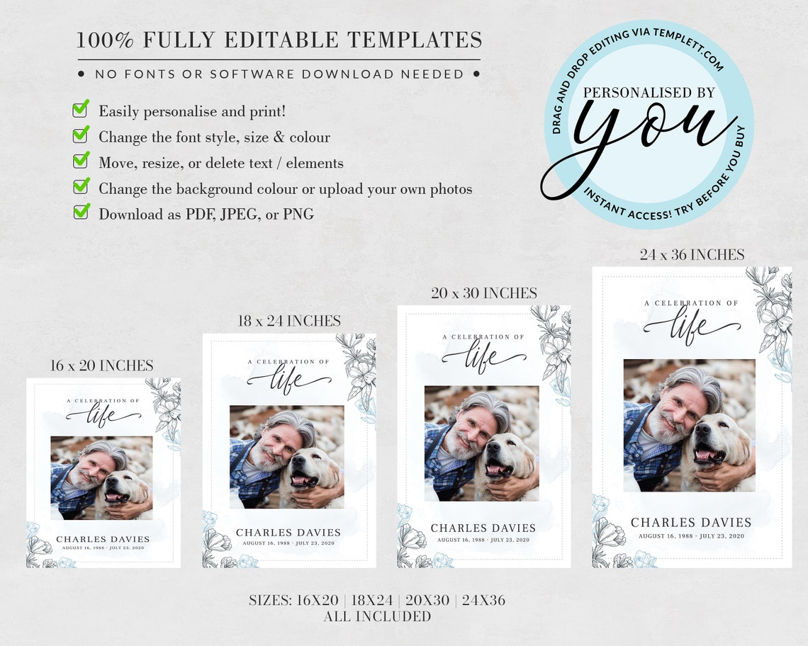 Editable Funeral Memorial Sign Personalized Photo and - Etsy