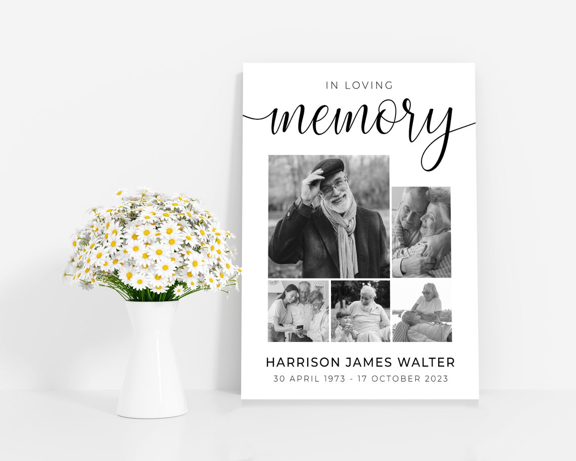 Editable Funeral Memorial Sign Personalized Photo and - Etsy