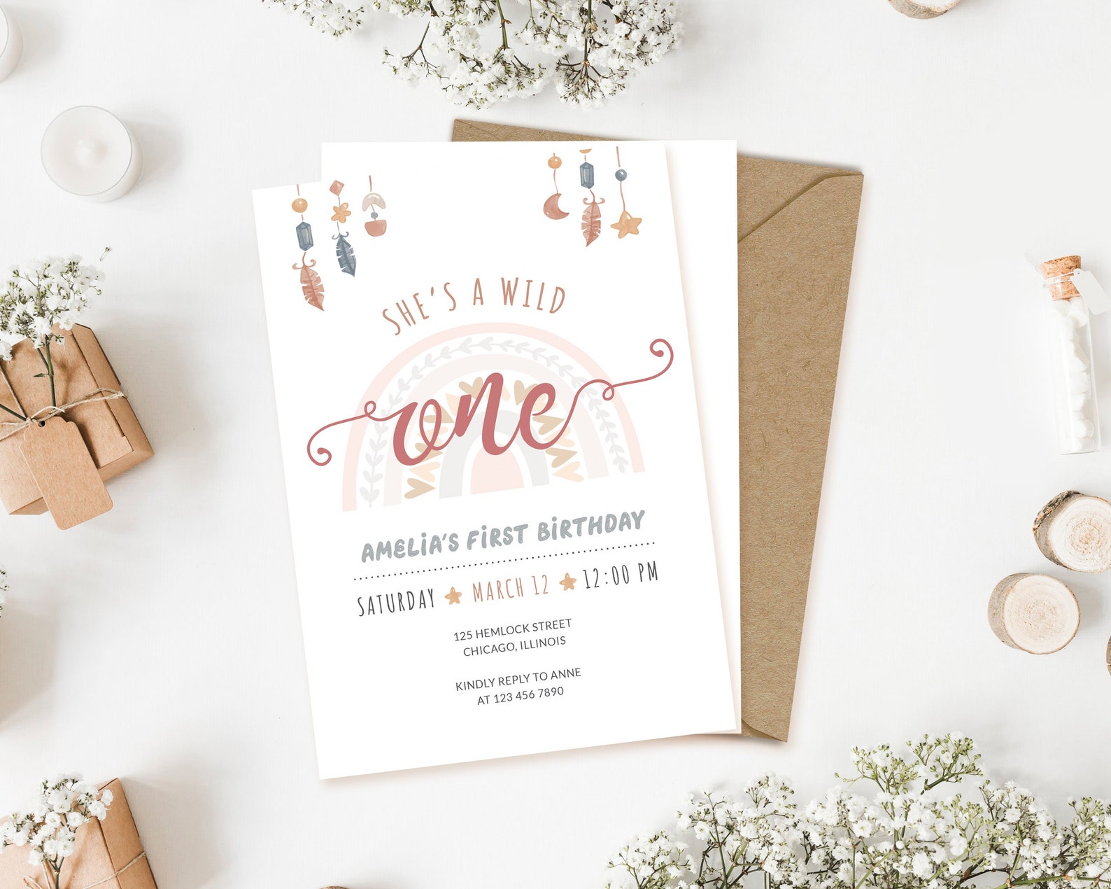 Boho Theme Party Boho Birthday Invite Baby Shower Invite - Etsy