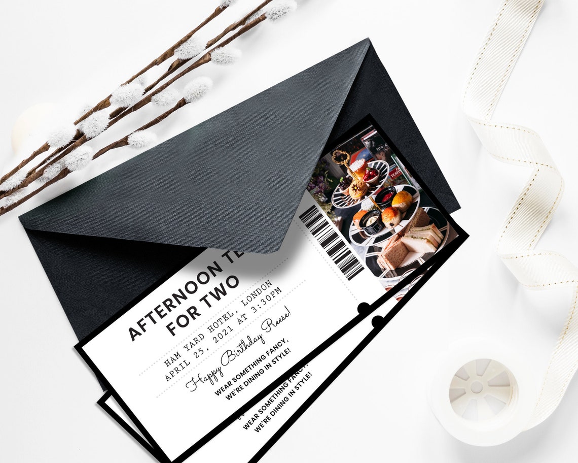 Afternoon Tea Ticket Personalized Voucher Ticket Invitation | Etsy
