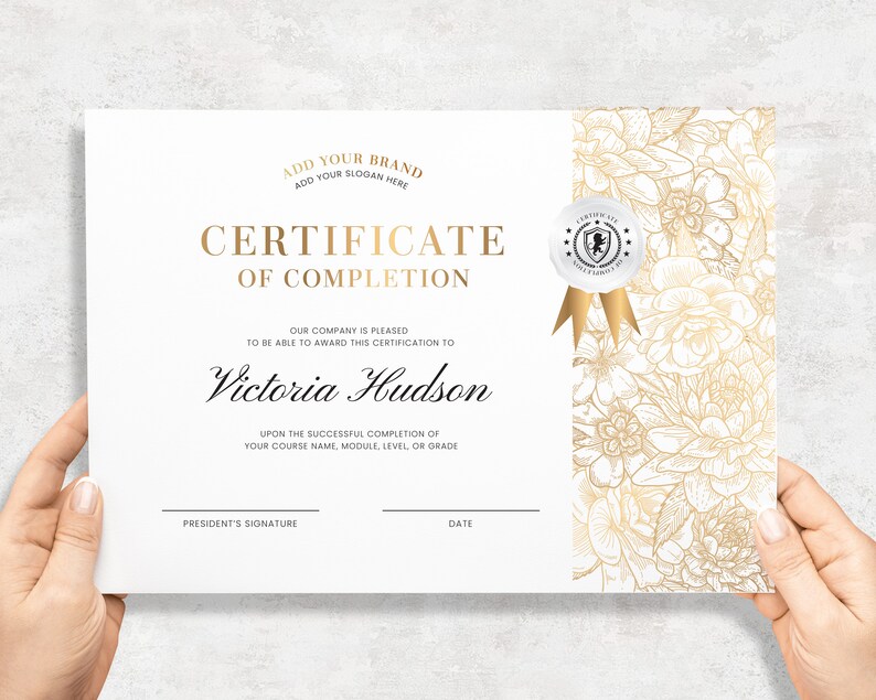 Editable Certificate of Completion Template Training - Etsy