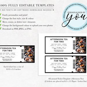Afternoon Tea Ticket, Personalized Voucher, Ticket Invitation, Surprise ...