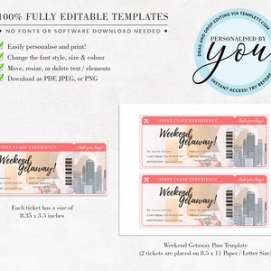 Editable Weekend Getaway Ticket Template Surprise Getaway - Etsy UK