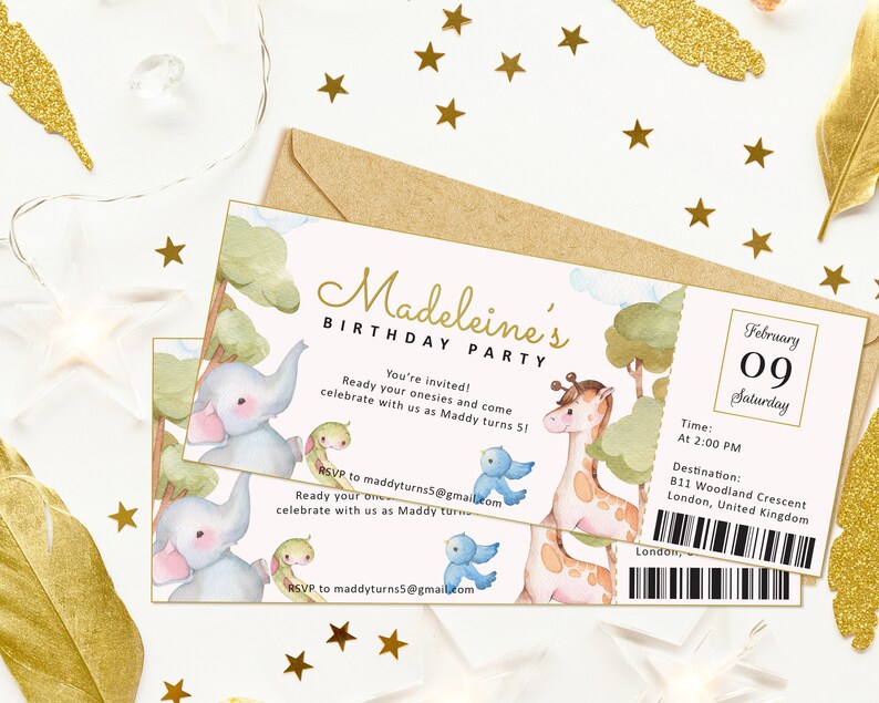Editable Pastel Birthday Ticket Template Bundle Surprise - Etsy