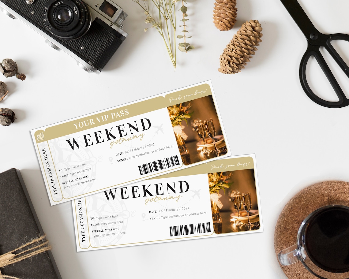 Editable Weekend Getaway Ticket Template Surprise Getaway - Etsy Canada