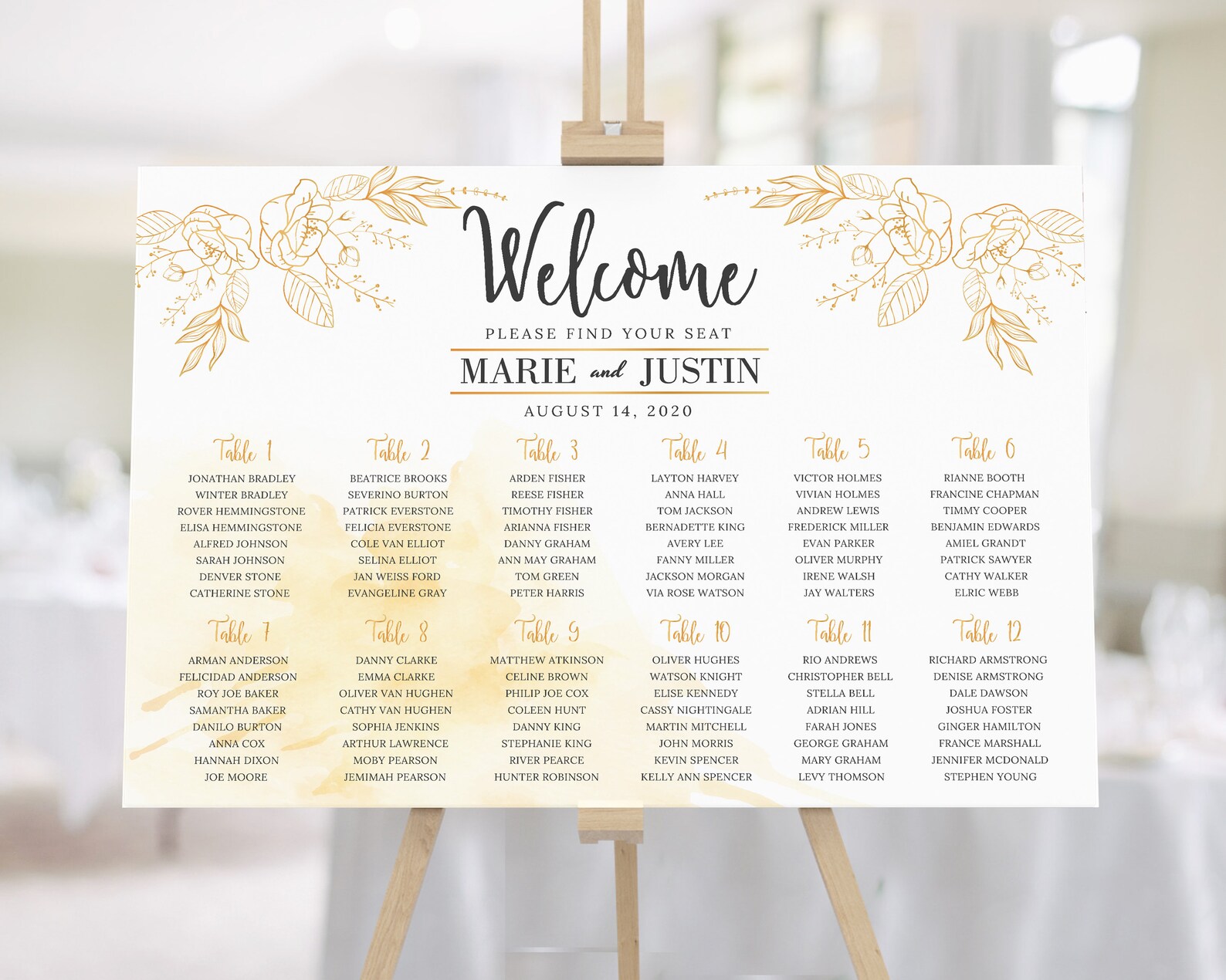 Sunny Printable Wedding Seating Plan Bundle Fully Editable | Etsy