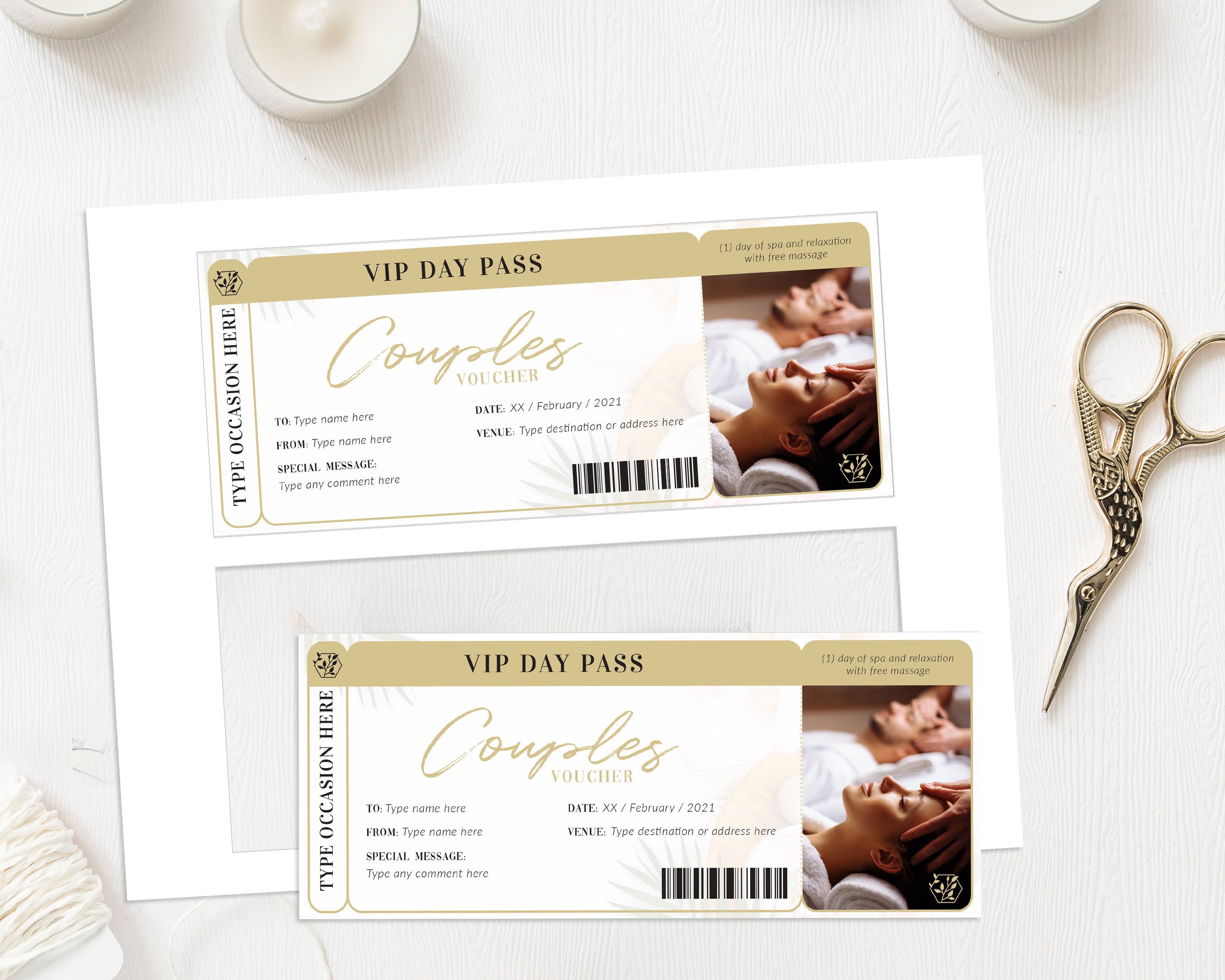 Editable Spa Ticket Template Surprise Spa Gift Modern | Etsy