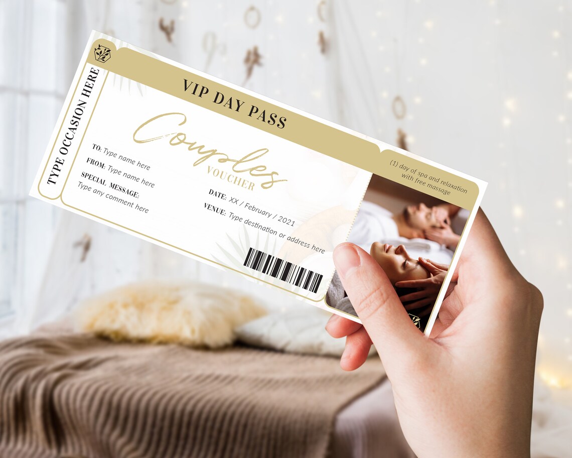 Editable Spa Ticket Template Surprise Spa Gift Modern - Etsy Polska