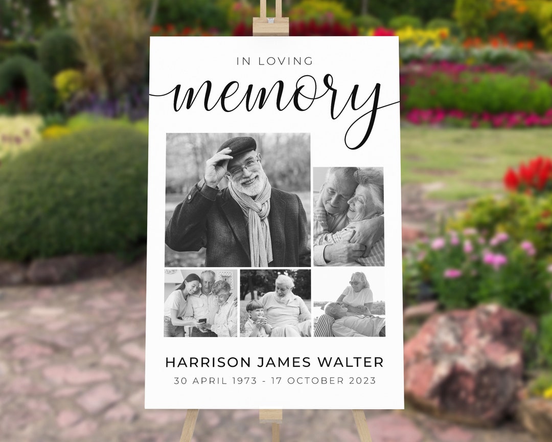 Editable Funeral Memorial Sign, Personalized Photo and Details, Funeral ...