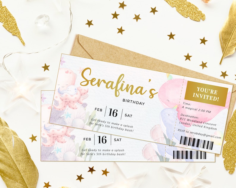 Editable Pastel Under the Sea Ticket Template Bundle Surprise | Etsy