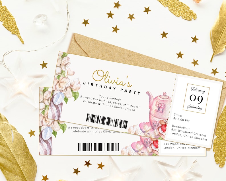 Editable Pastel Tea Time Ticket Template Bundle Surprise - Etsy