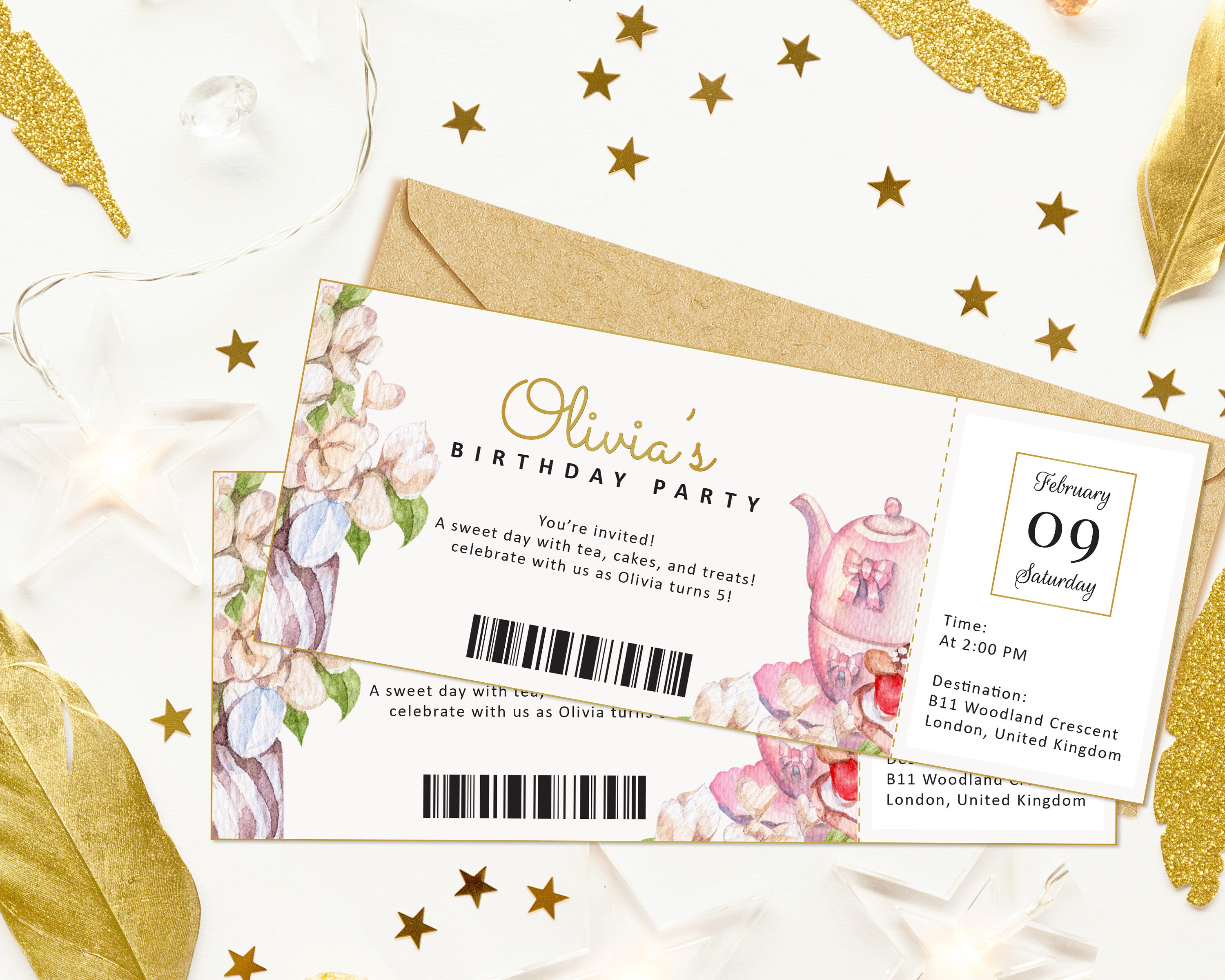 Editable Pastel Tea Time Ticket Template Bundle Surprise - Etsy