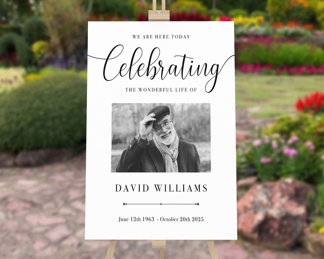 Editable Funeral Memorial Sign, Personalized Photo and Details, Funeral ...