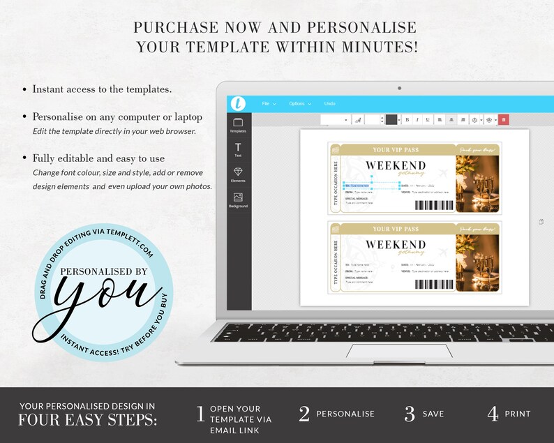 Editable Weekend Getaway Ticket Template Surprise Getaway | Etsy UK