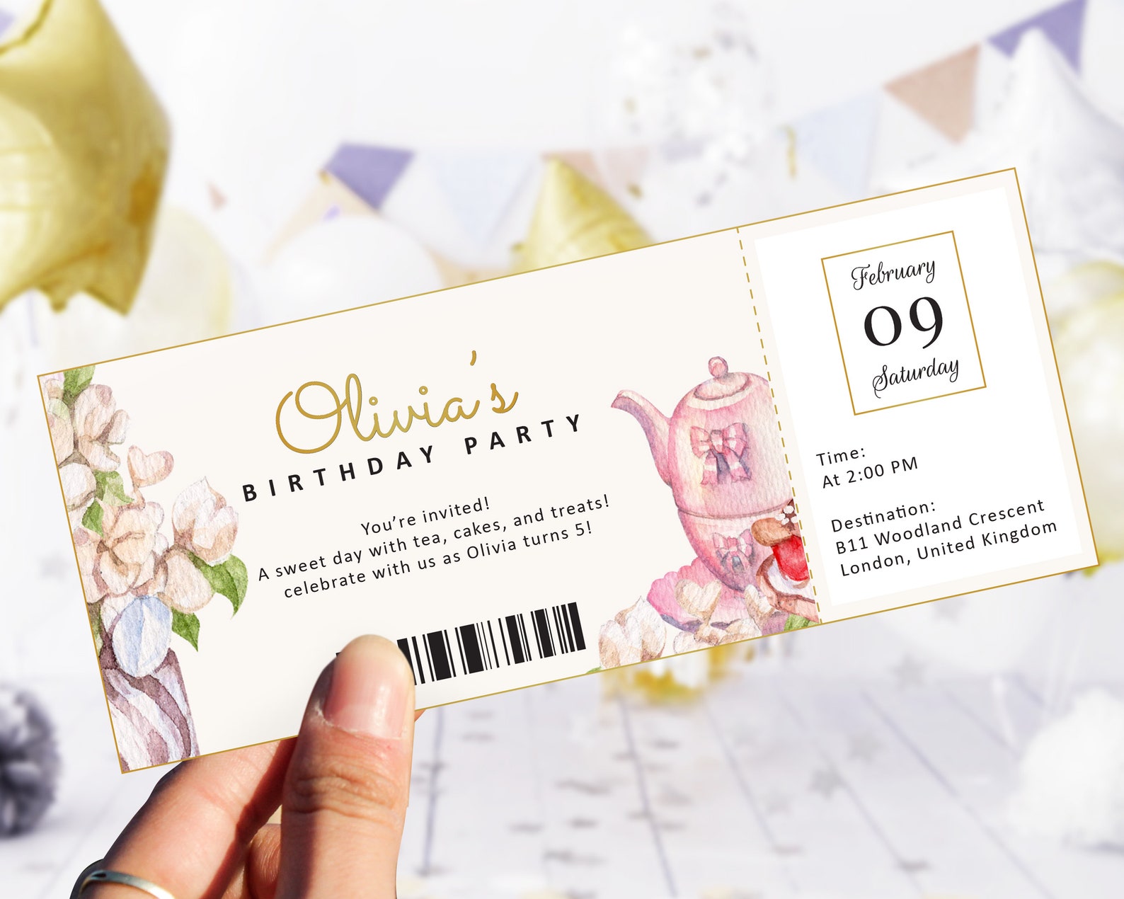 Editable Pastel Tea Time Ticket Template Bundle Surprise - Etsy