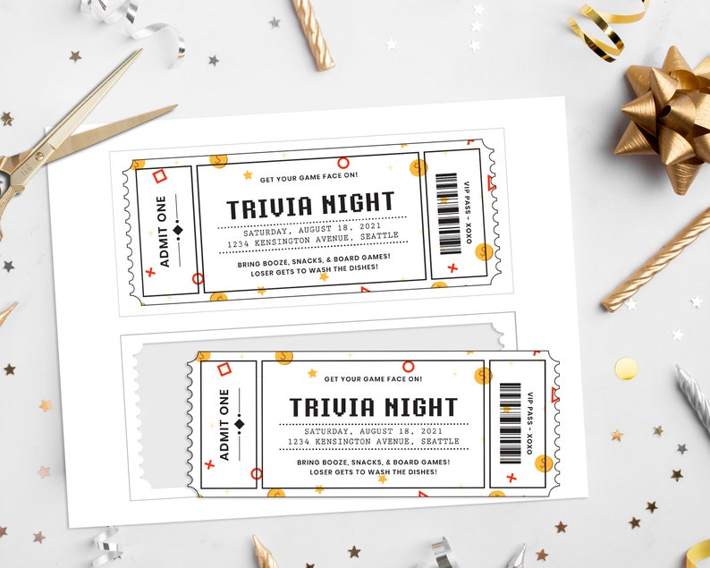 Downloadable Trivia Night Game Night Ticket Surprise Game | Etsy