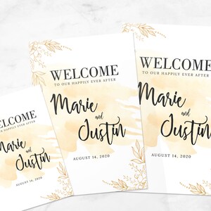 Sunny Wedding Welcome Sign Portrait Fully Editable - Etsy