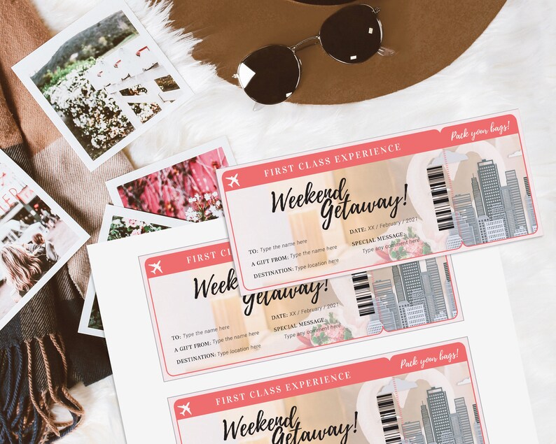 Editable Weekend Getaway Ticket Template Surprise Getaway | Etsy UK