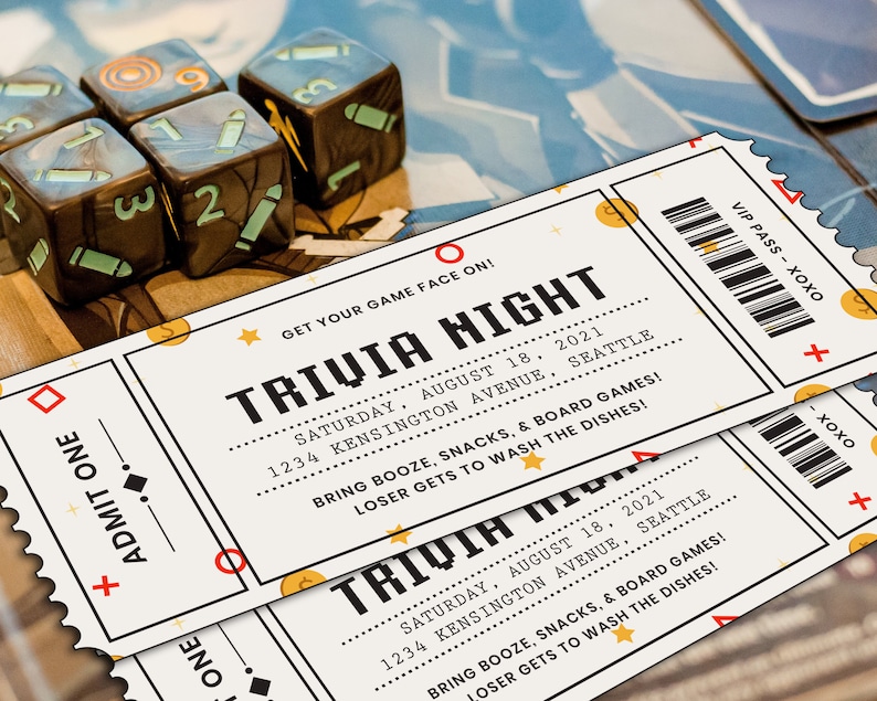 Downloadable Trivia Night Game Night Ticket Surprise Game | Etsy