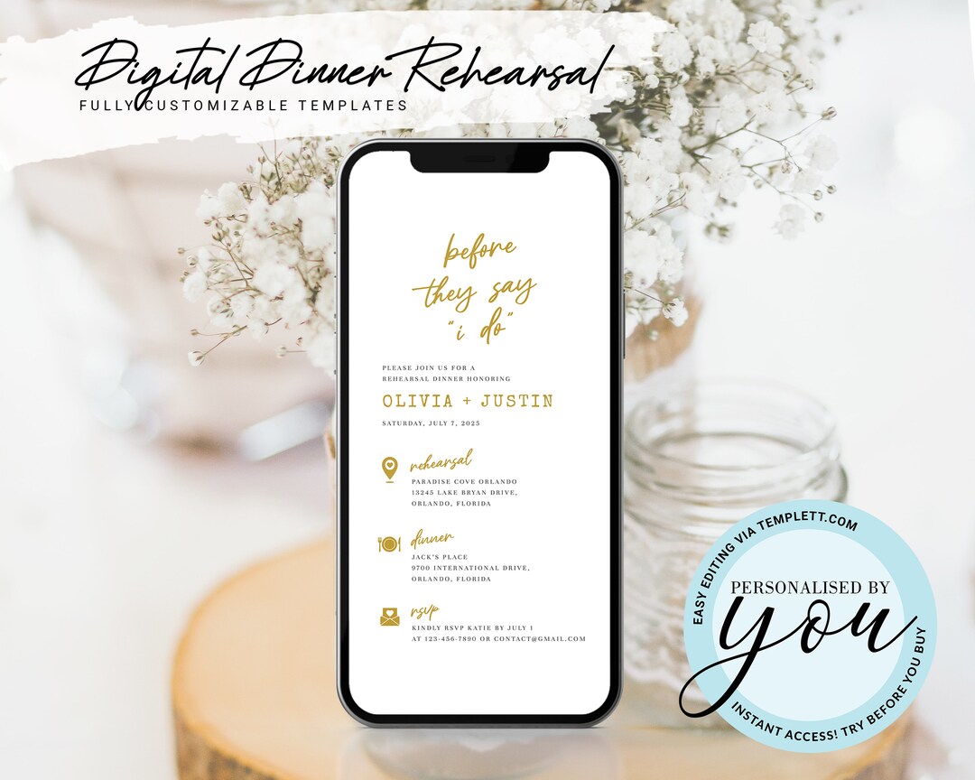 Editable Digital Dinner Rehearsal, Events Itinerary, Social Media ...