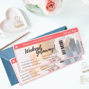 Editable Weekend Getaway Ticket Template Surprise Getaway - Etsy UK