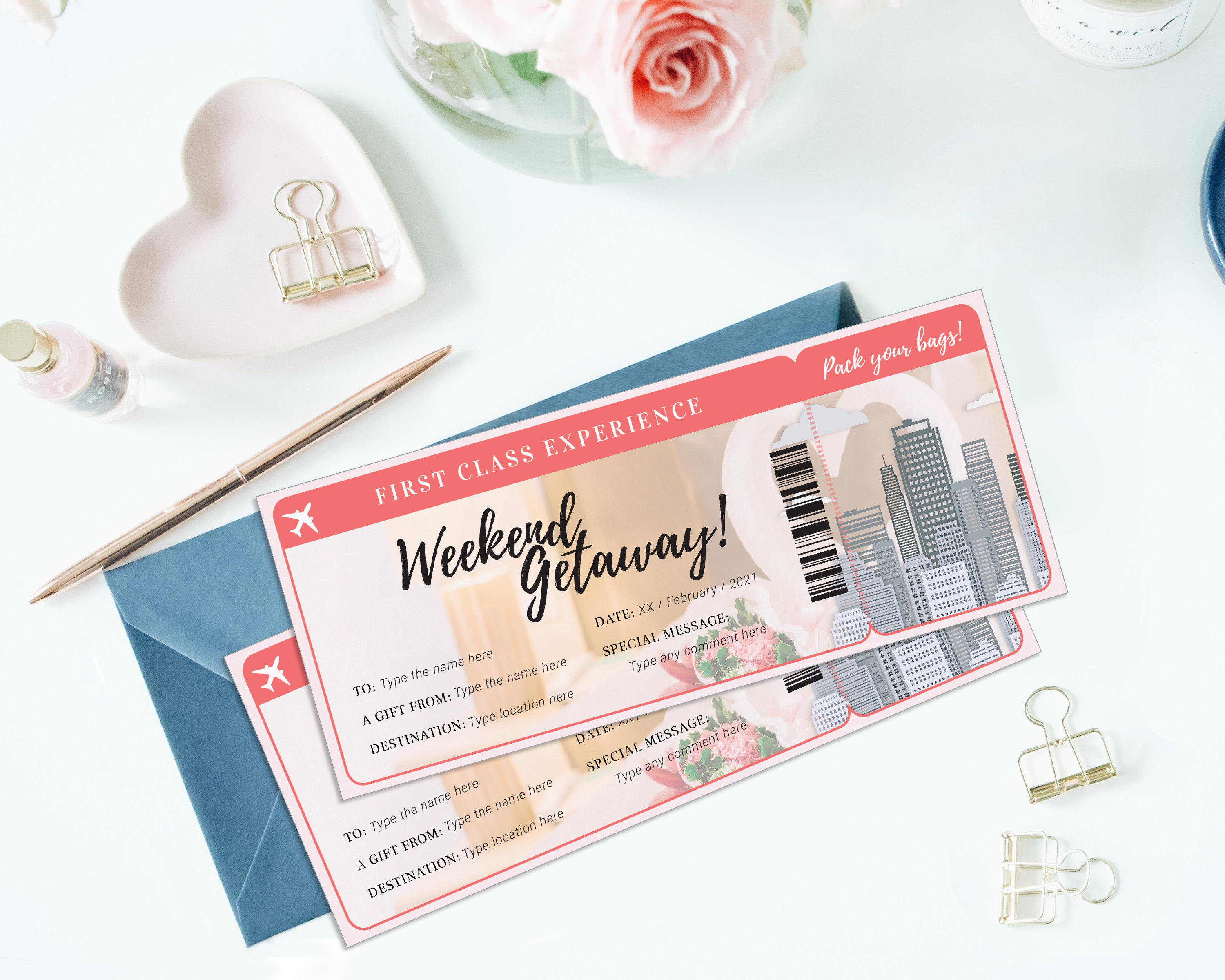 Editable Weekend Getaway Ticket Template Surprise Getaway | Etsy Canada
