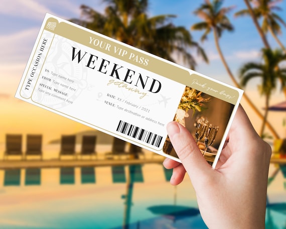 Editable Weekend Getaway Ticket Template Surprise Getaway | Etsy UK