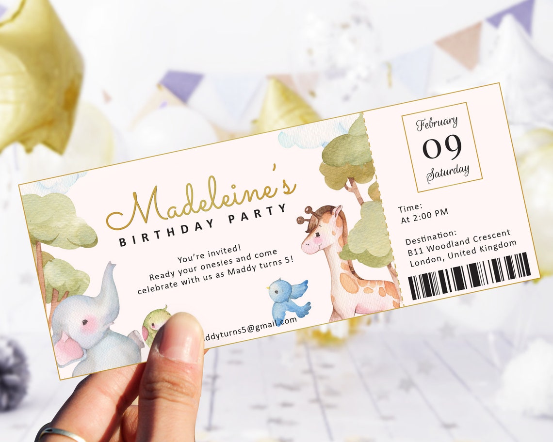 Editable Pastel Birthday Ticket Template Bundle Surprise - Etsy