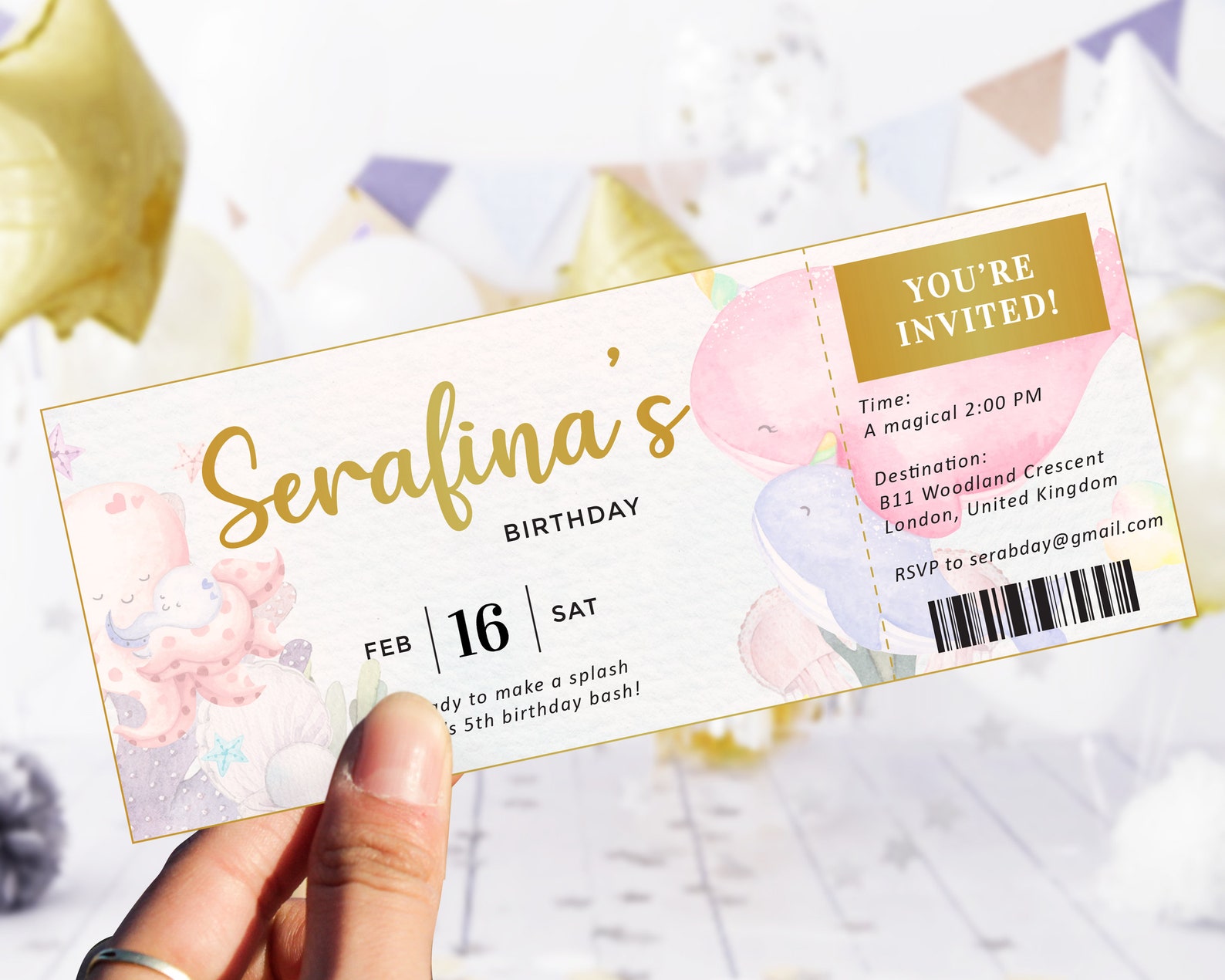 Editable Pastel Under the Sea Ticket Template Bundle Surprise | Etsy