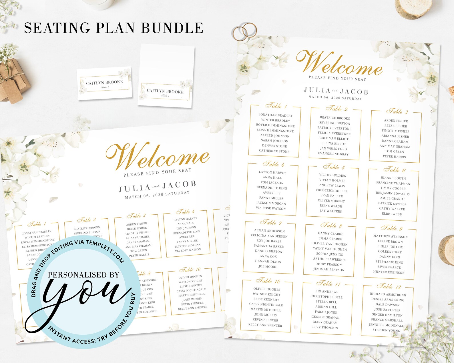 Lovely Printable Wedding Seating Plan Bundle Fully Editable - Etsy UK