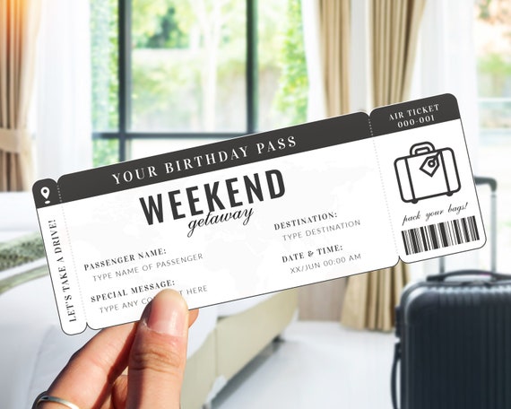 Editable Black Weekend Getaway Ticket Template Bundle Modern - Etsy ...