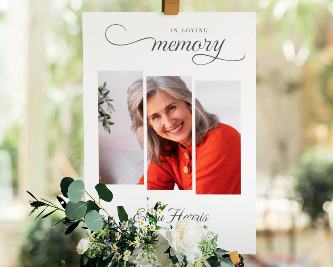Editable Funeral Memorial Sign, Personalized Photo and Details, Funeral ...