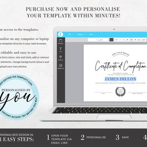 Editable Certificate of Completion Template, Training Certificate ...