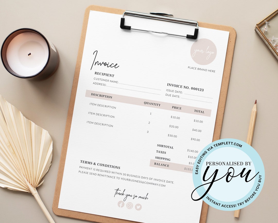 Editable Invoice Template, Professional Invoice Format, Creative ...