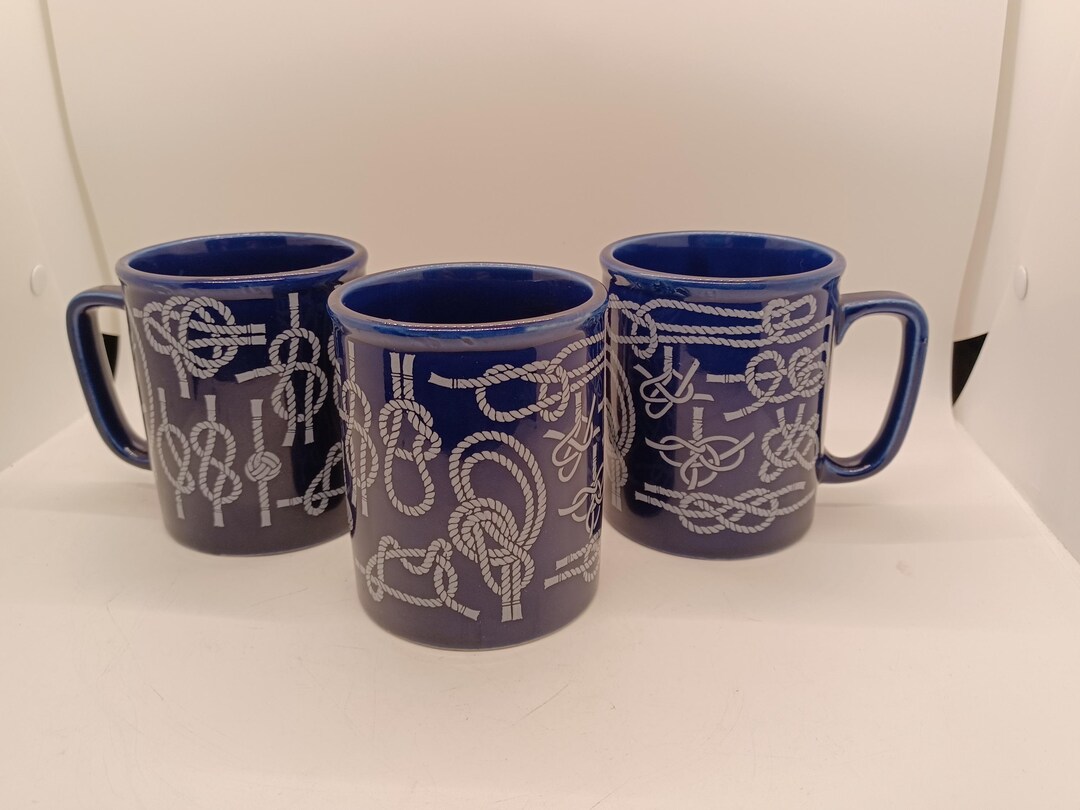 ONE Vintage Nautical Knots Pottery Mug, Naughty, Knotty, Blue, Cobalt ...