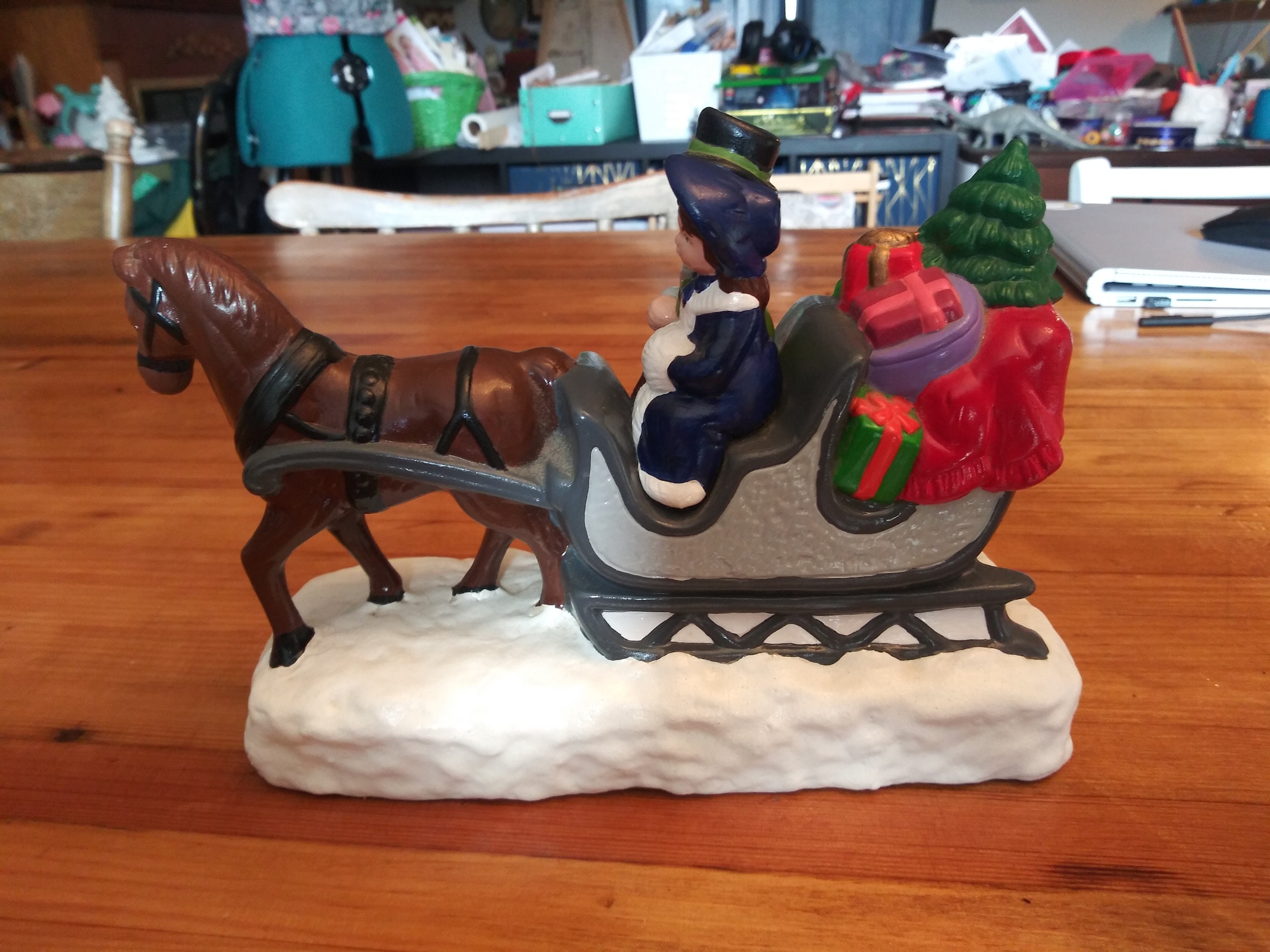 Vintage Victorian couple Christmas sleigh ride ceramic hand | Etsy